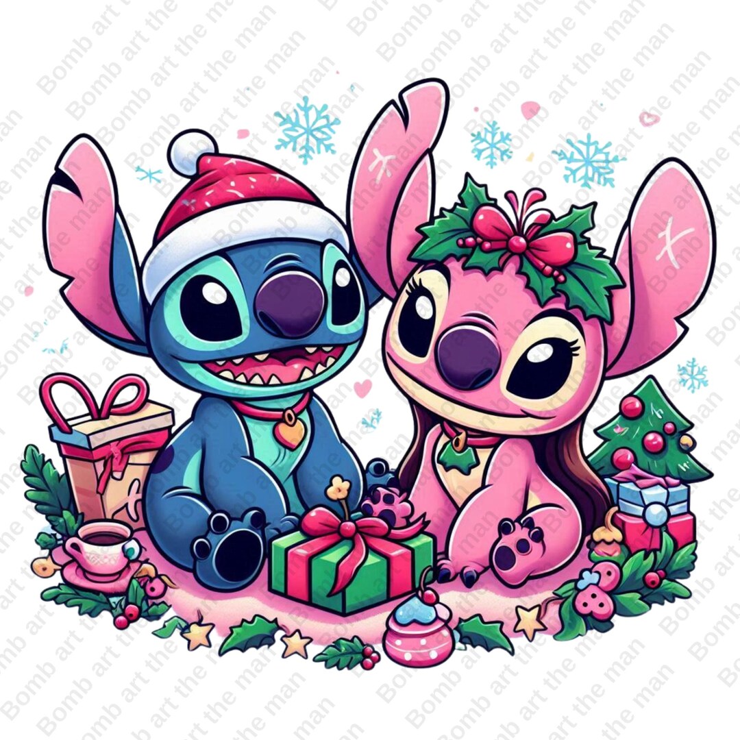 Stitch and Angel Christmas Clipart, Stitch and Angel Png, Stitch Love ...