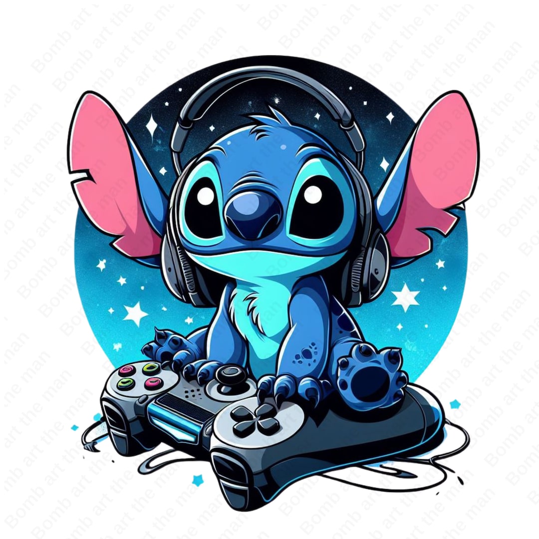 Stitch Clipart, Gamer Stitch Png, Cute Stitch Image, Transparent Design ...
