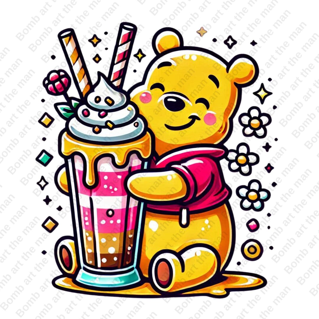 Cute Winnie the Pooh Milkshake Clipart, Winnie the Pooh Kitchen Chef ...
