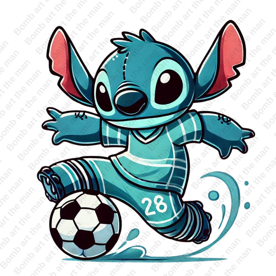 Stitch soccer clipart, stitch football png, personagem fofo, design ...
