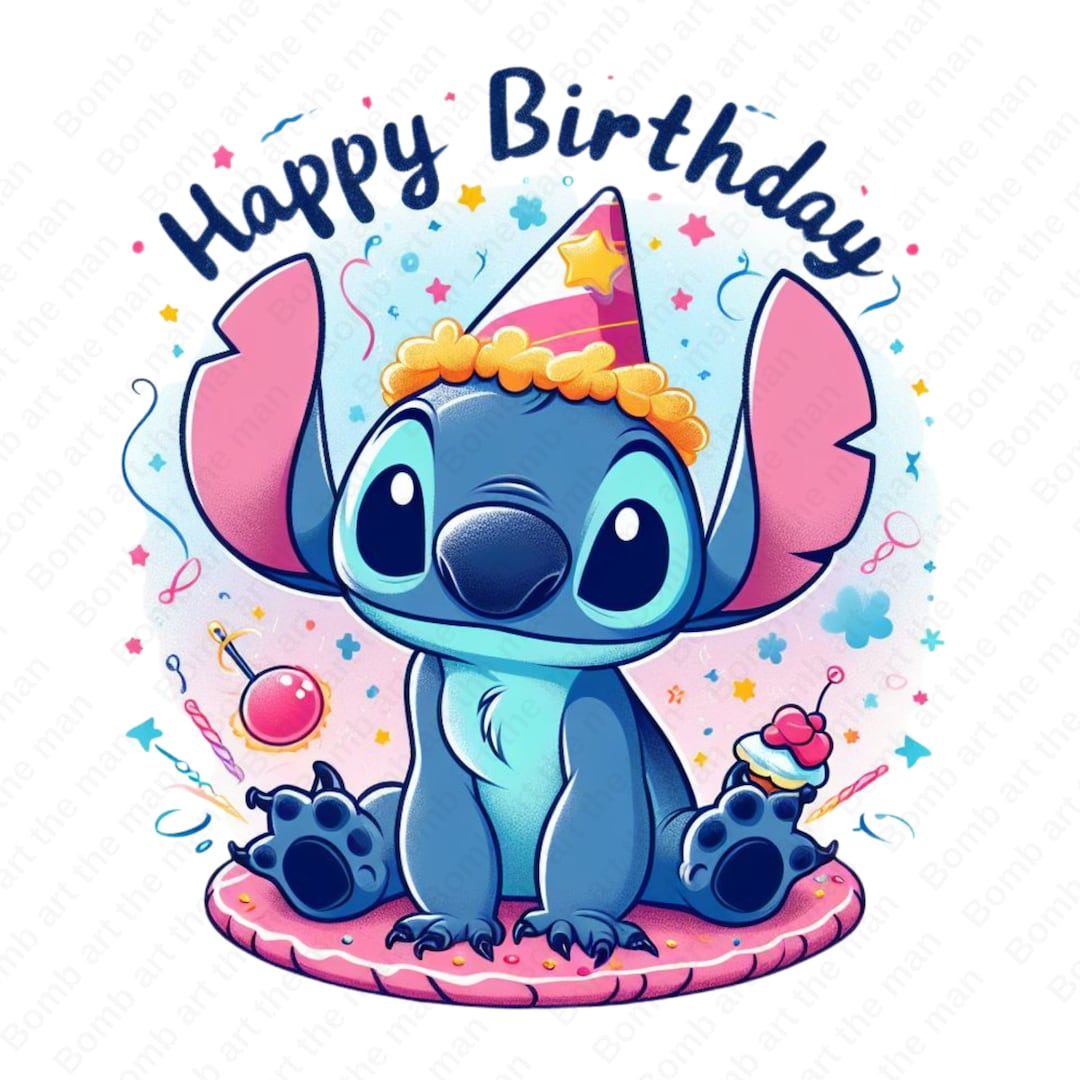 Birthday Stitch Png, Happy Birthday Stitch Design, Stitch Birhtday ...