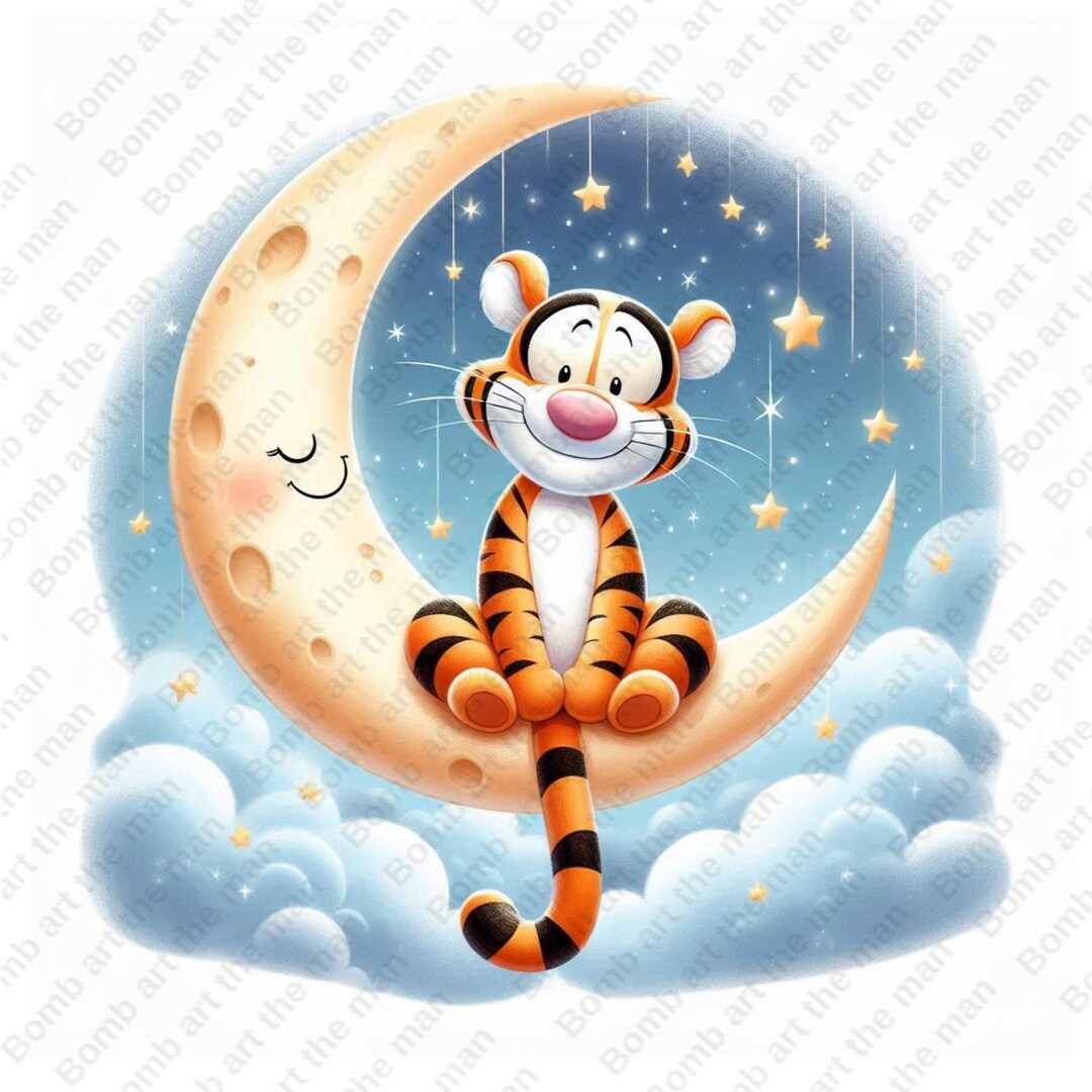 Tigger on the Moon Clipart, Winnie the Pooh Png, Cute Tigger Clipart ...