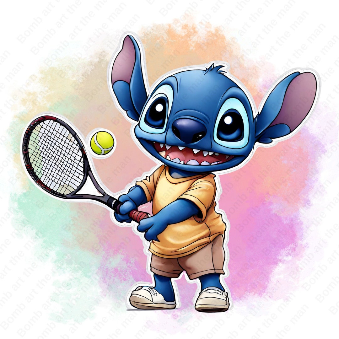 Cute Stitch Clipart, Stitch Tennis Player, Watercolor Background ...