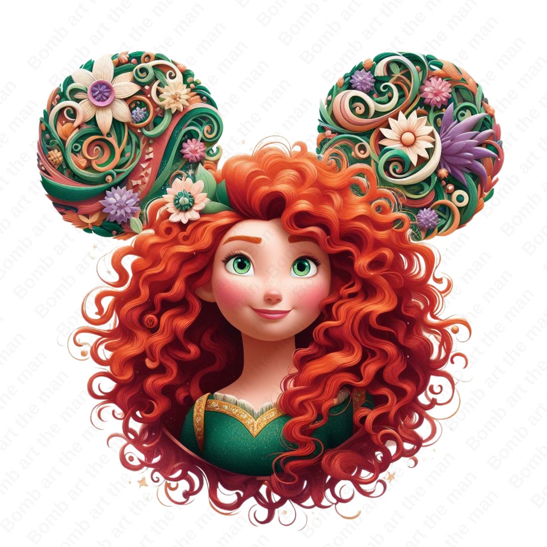 Princess Merida Clipart, Brave Png, Mouse Ear Design, Instant Download ...