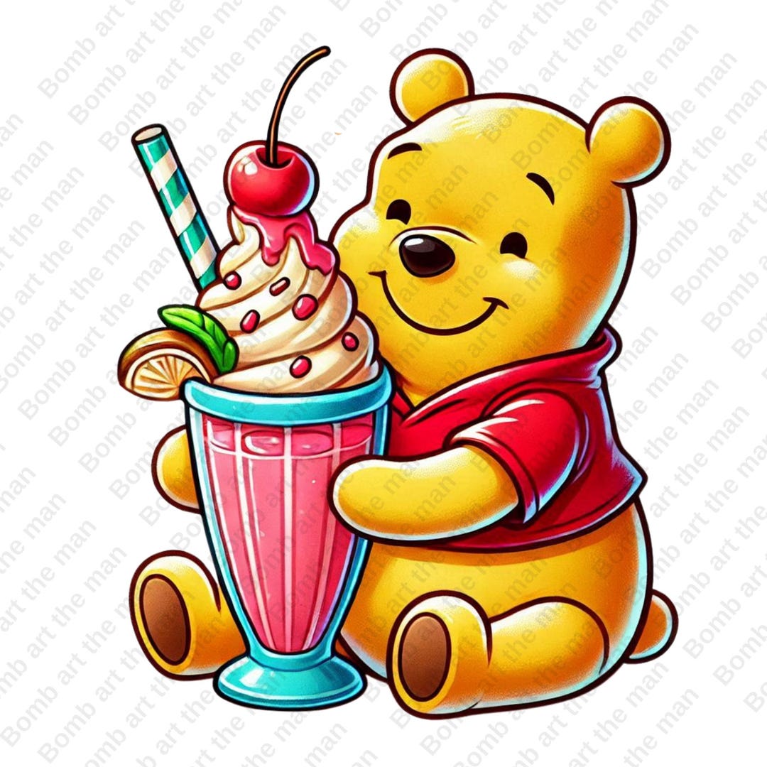 Winnie the Pooh Milkshake Clipart, Winnie the Pooh Kitchen Png, Cute ...