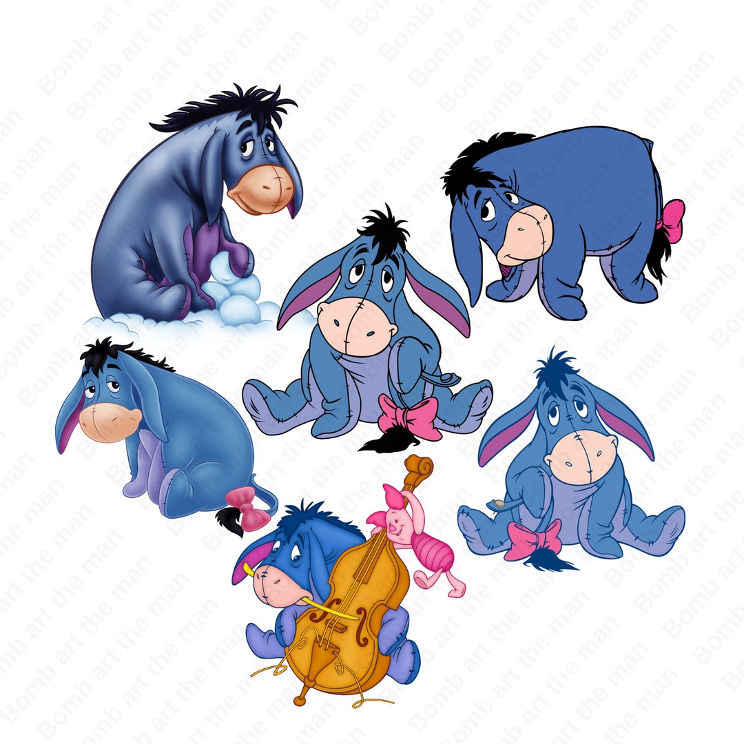 Eeyore Png Bundle, Eeyore Cartoon Character, Eeyore Clipart Set, Winnie ...