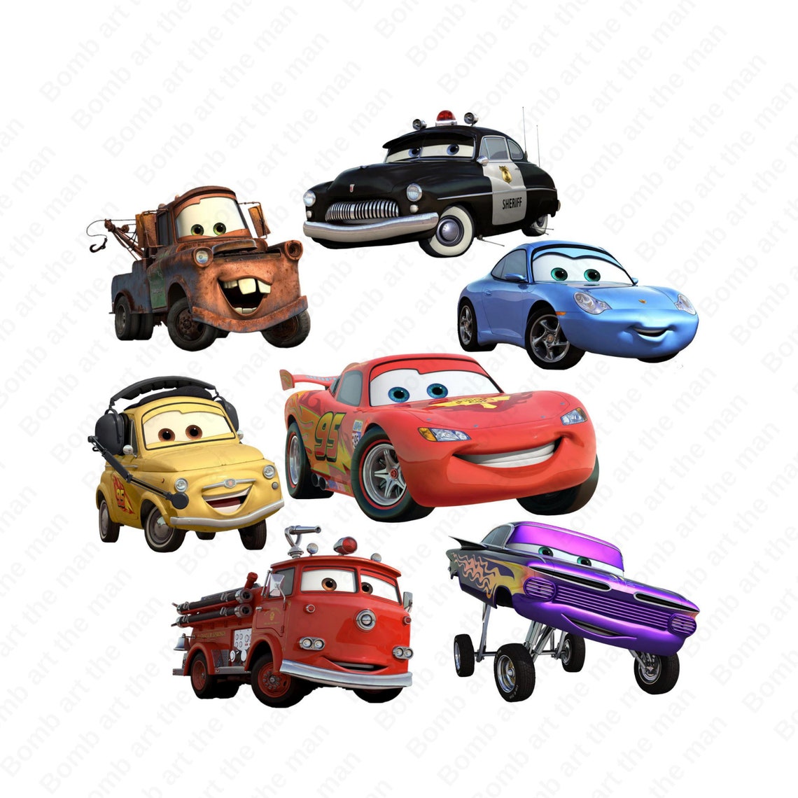 Cars Clipart Bundle, Cars Png Set, Mc Queen Png, Transparent Design ...