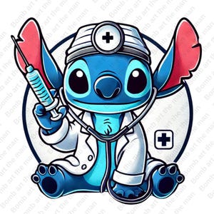 Stitch Nurse Clipart, Nurse Stitch Png, Cute Cartoon Character ...