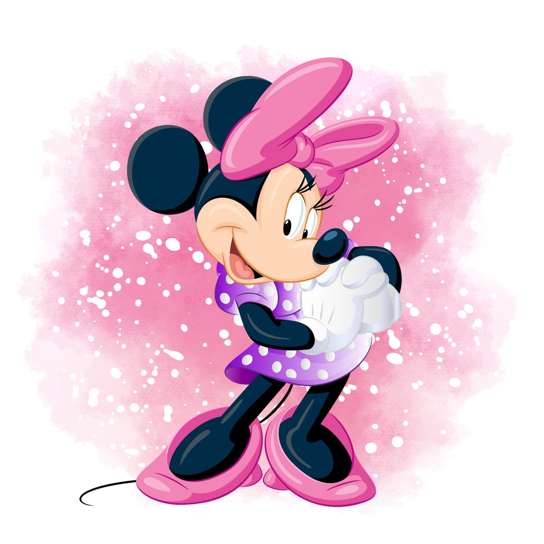 Cute Minnie Mouse Clipart, Minnie Mouse Png, Watercolor Background ...