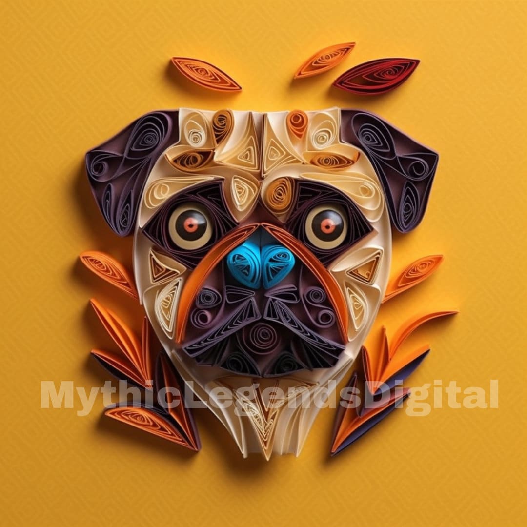 Adorable Pug Dog in Paper Quilling Style - Etsy