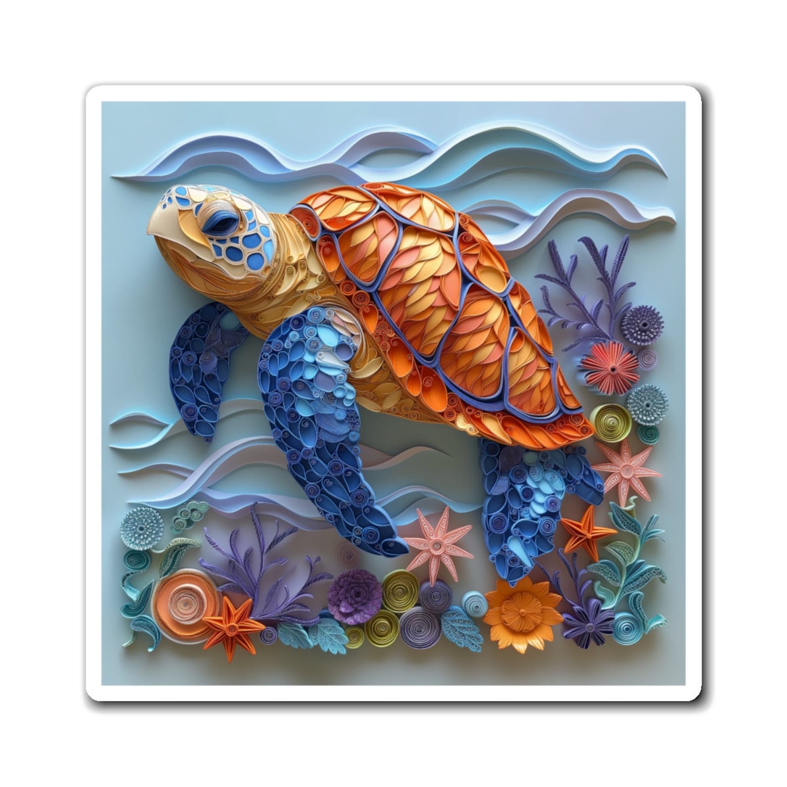 Colorful Sea Turtle Design in Paper Quilling Style - Magnet - Etsy