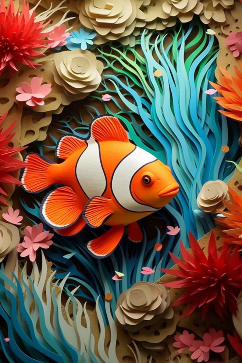 Clown Fish Paper Quilling Digital Art - Etsy