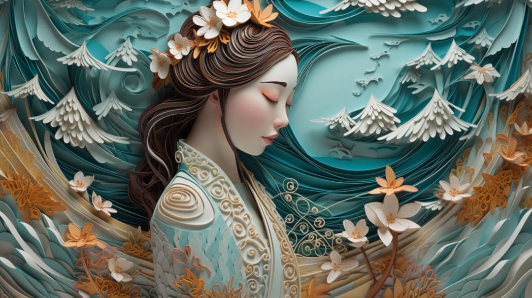 Asian Princess Paper Quilling Art Print - Etsy