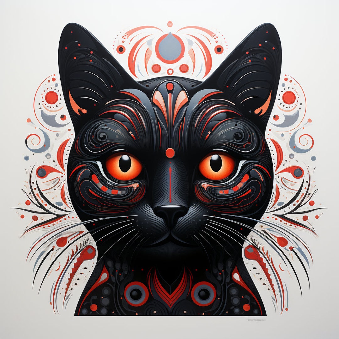 Black Cat Dot Painting Design - Etsy