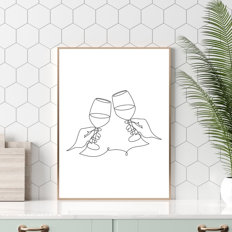 Wine Line Drawing - Etsy