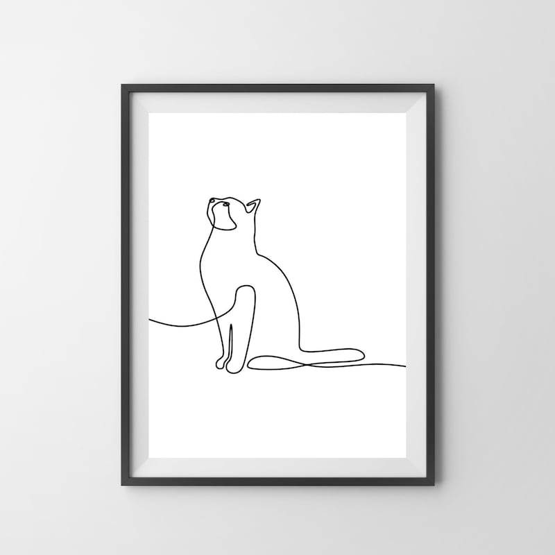 Cat One Line Drawing - Etsy