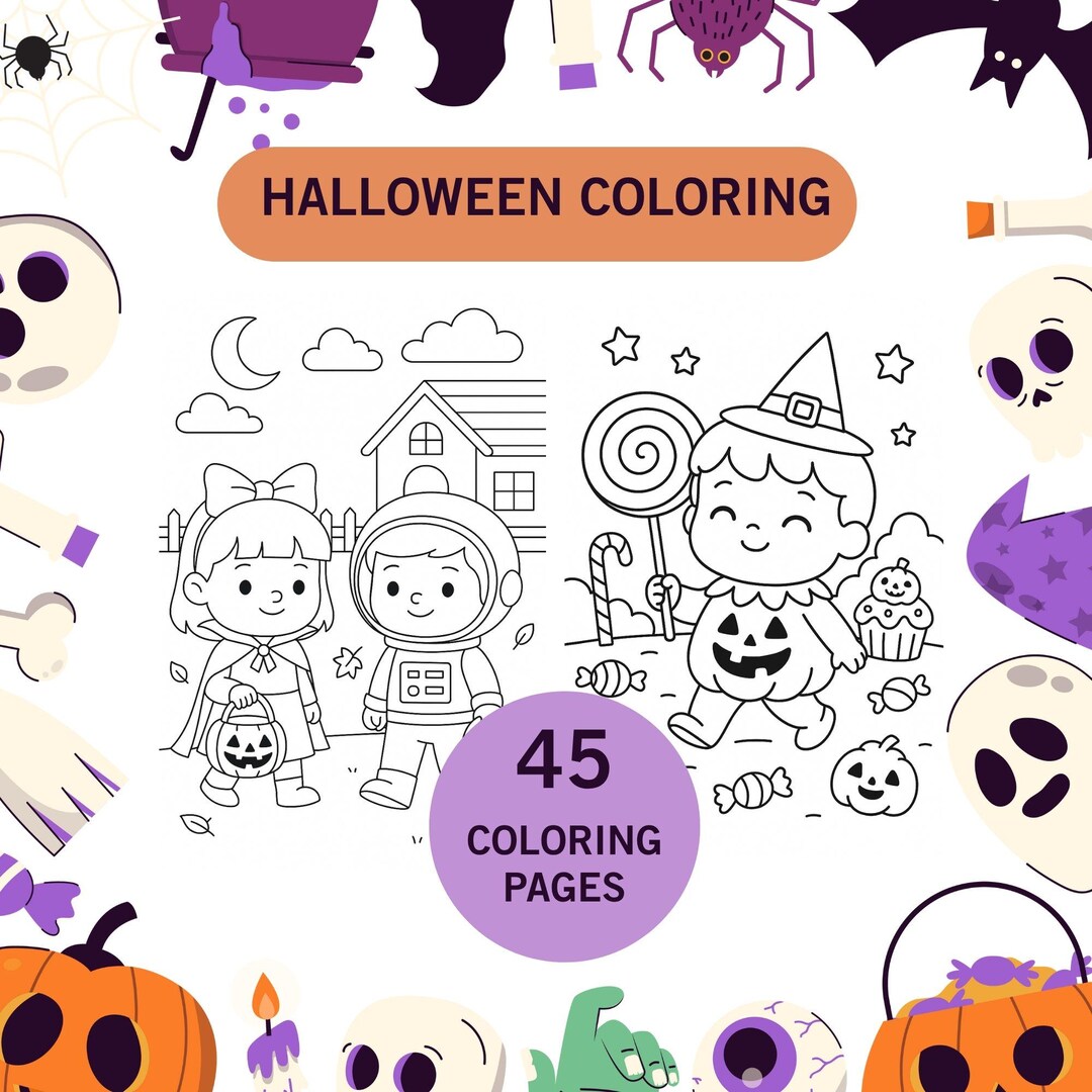 Halloween Coloring Book for Kids Printable, Ghost& Pumpkins, Halloween ...