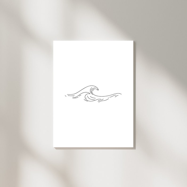 Minimalist Wave Line Art, Ocean Wave Line Drawing, Digital Download ...