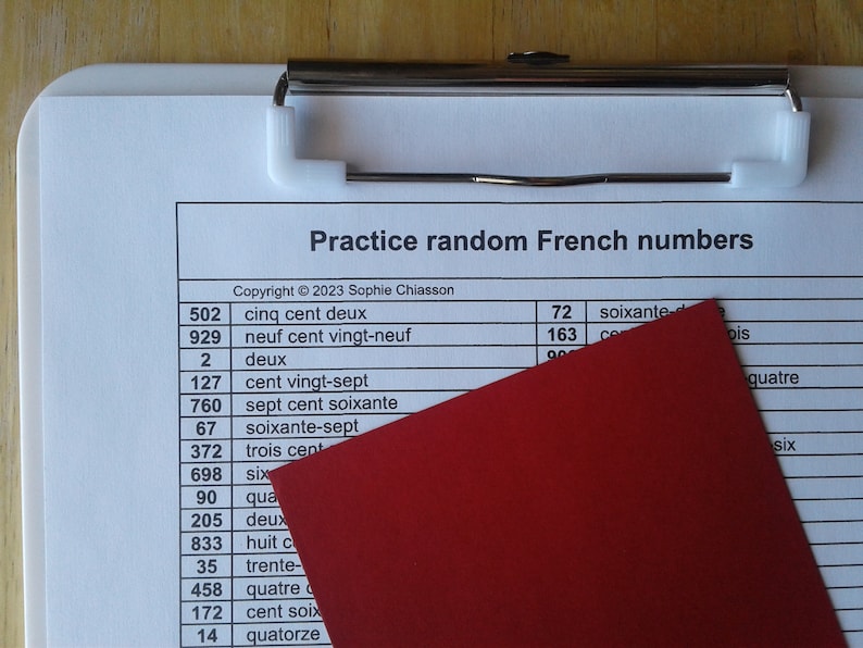 Practice Random French Numbers Printable (PDF) - Etsy
