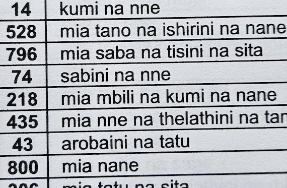 Numbers Bible In Swahili