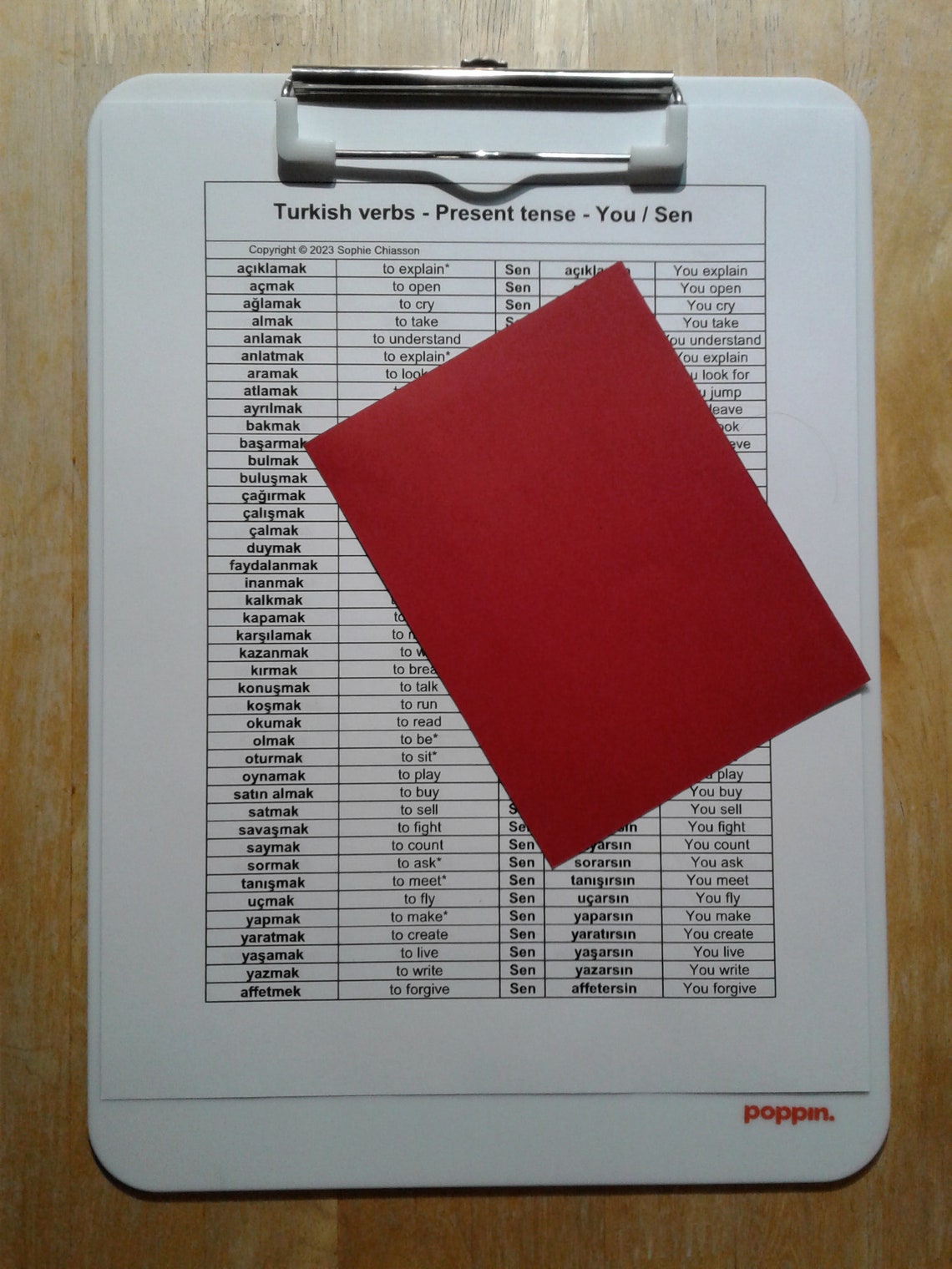 Practice Turkish Verbs - Present Tense With You/sen Printable (PDF ...