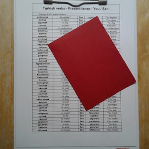 Practice Turkish Verbs - Present Tense With You/sen Printable (PDF ...