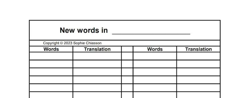 New Words Worksheet - All Languages - Printable (PDF) ** Free Tip at ...