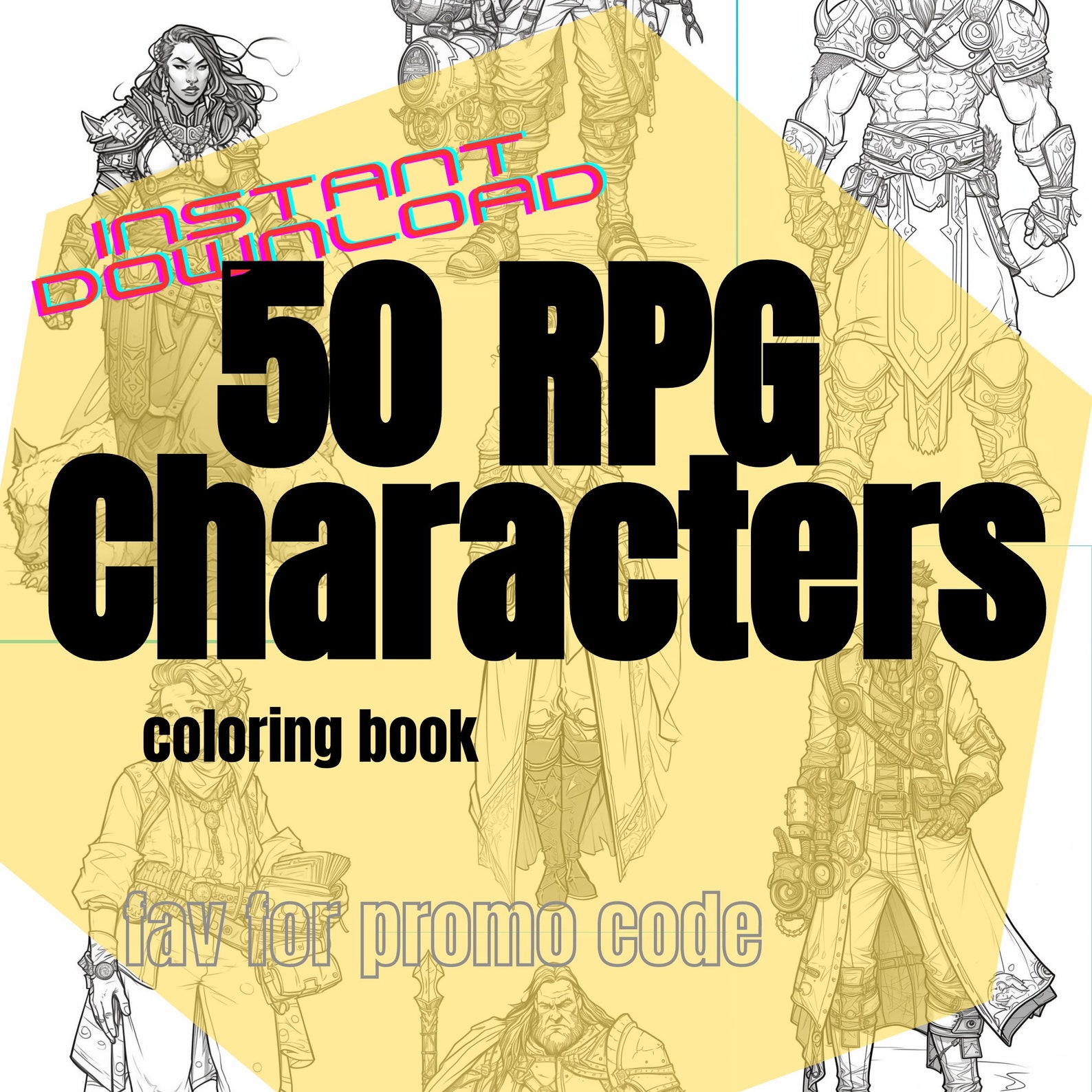 50 Rpg Characters Coloring Book Fantasy Coloring Page Kids Adult ...