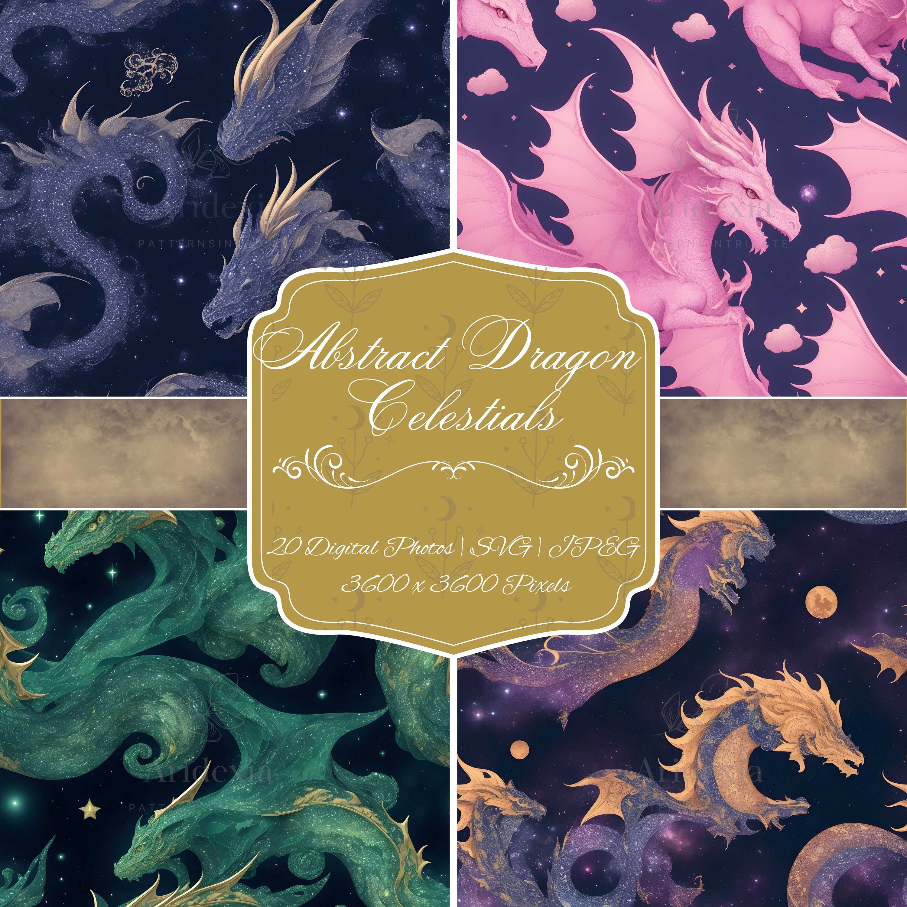 Abstract Dragon Celestials Seamless Patterns, Galaxy, Digital DL ...