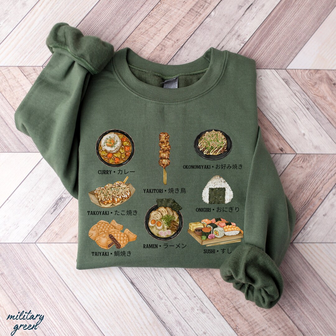 Japanese Food Sweatshirt, Japan Cuisine Crewneck, Anime Lover Sweater ...
