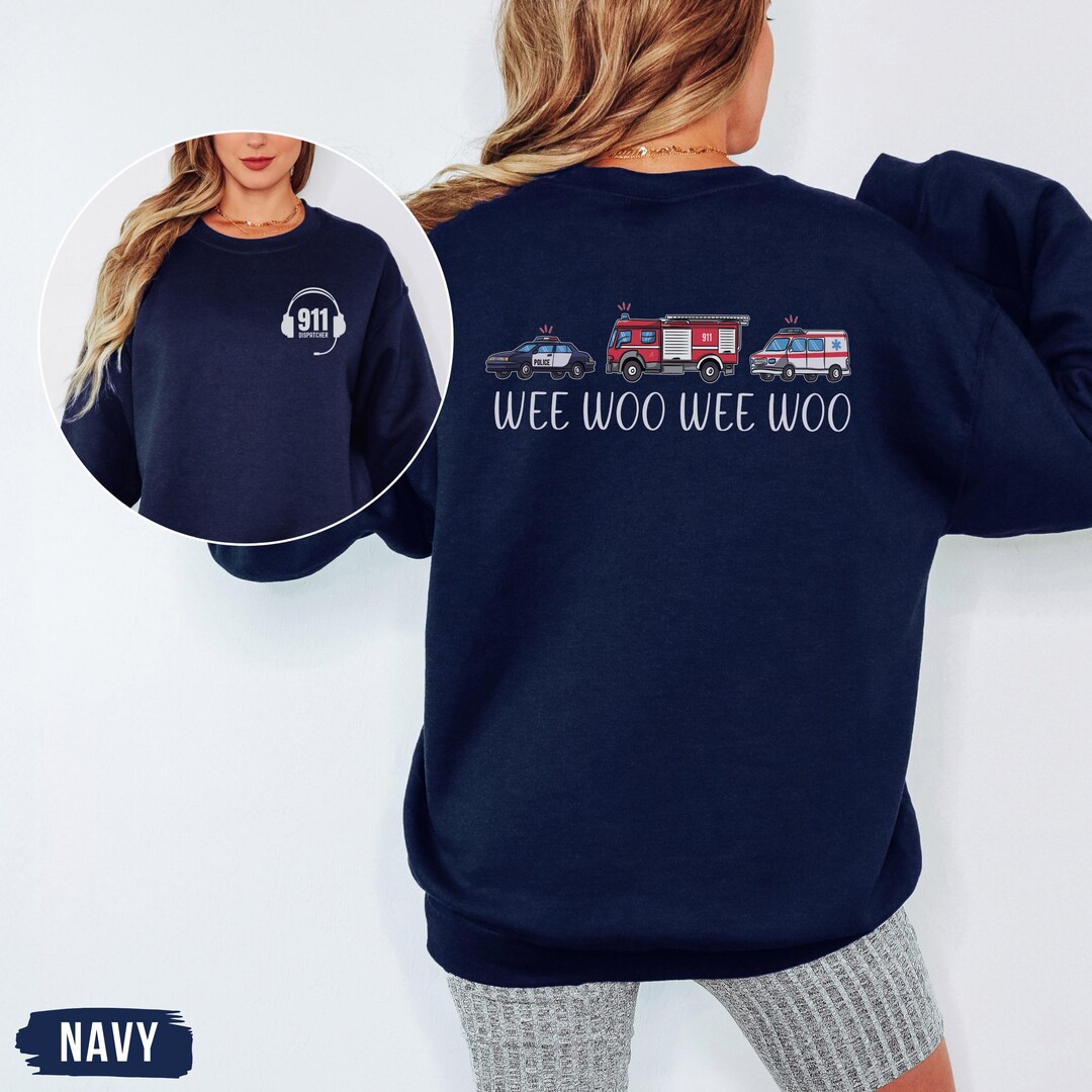 911 Dispatcher Sweatshirt, Thin Gold Line Dispatcher Crewneck, 911 ...