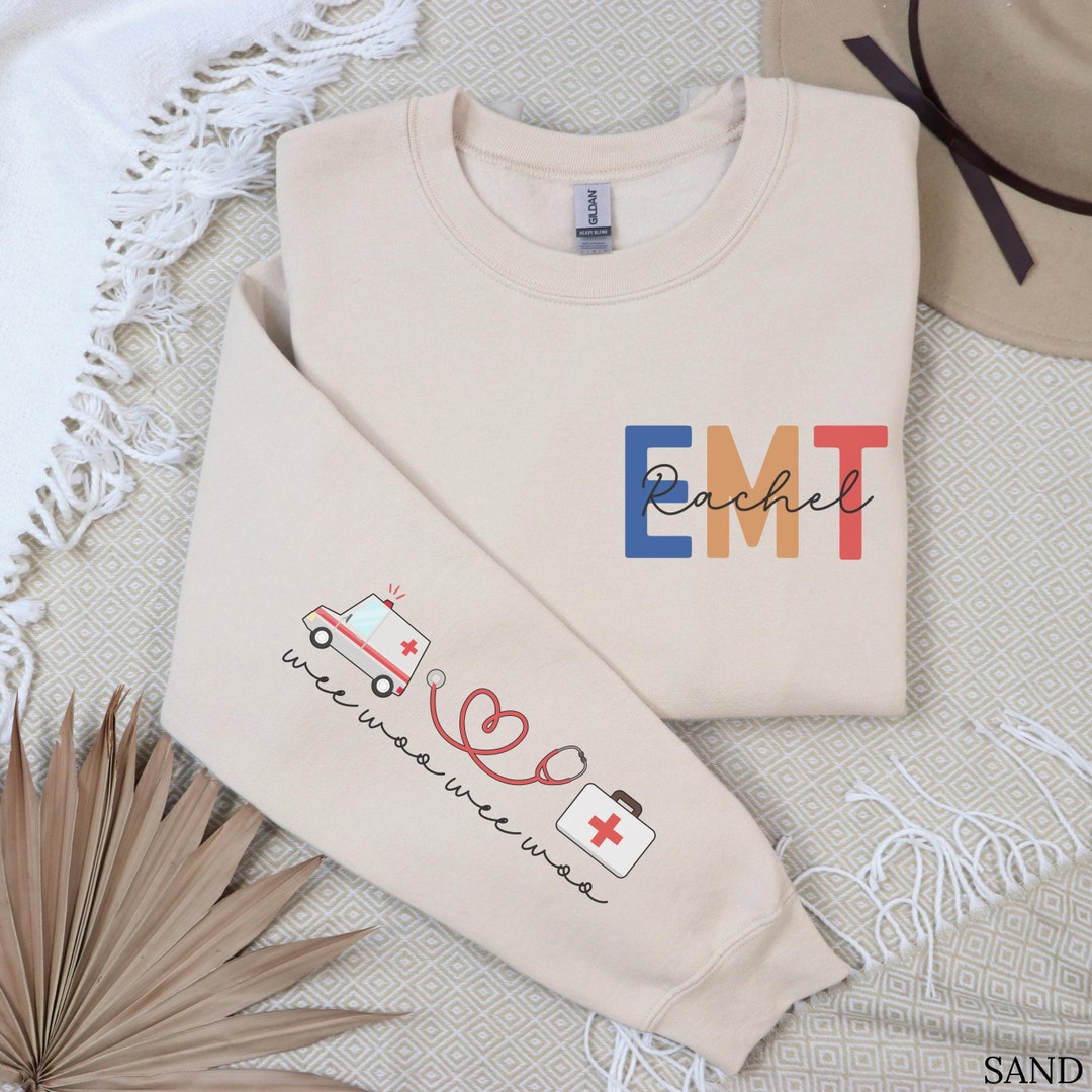 Custom EMT Sweatshirt, Personalized Cute EMT Nurse Shirt, EMT Gift ...