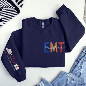 Custom EMT Sweatshirt, Personalized Cute EMT Nurse Shirt, EMT Gift ...