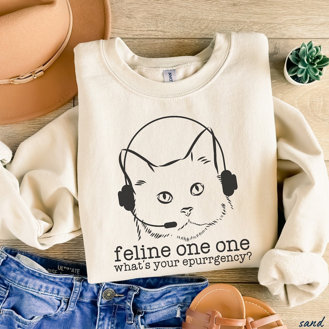 Funny 911 Dispatcher Sweatshirt, Cat Lover Medical Dispatch Crewneck ...