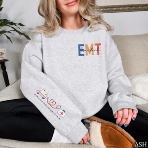 Custom EMT Sweatshirt, Personalized Cute EMT Nurse Shirt, EMT Gift ...