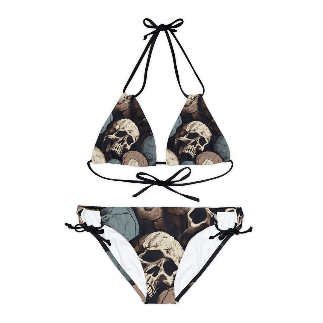 Strappy Bikini Set, Skull Bikini, Women's Bikini, Bathing Suit, Summer Cloths - Etsy