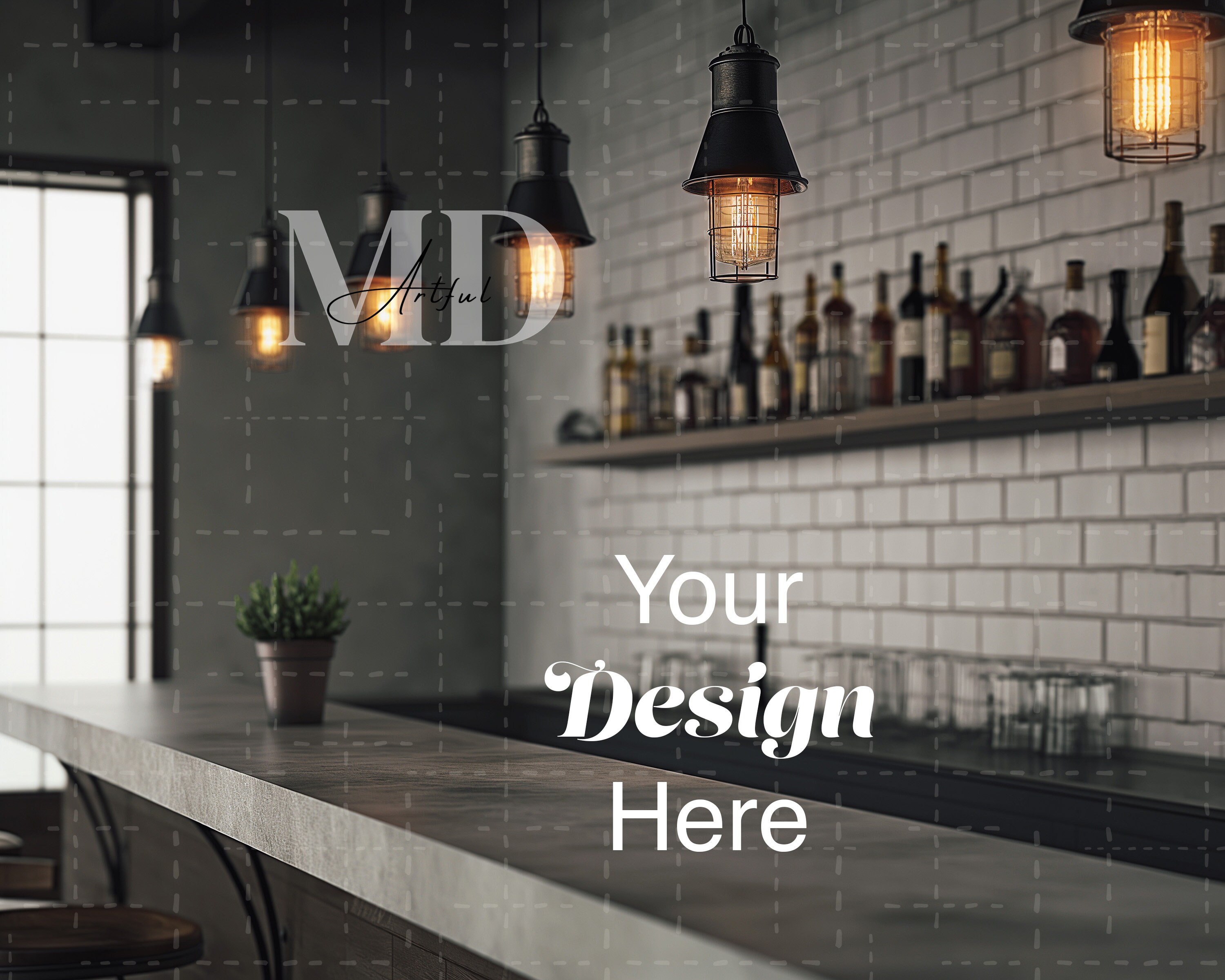 Bar Countertop Mockup, Product Display Backdrop, Industrial Style ...
