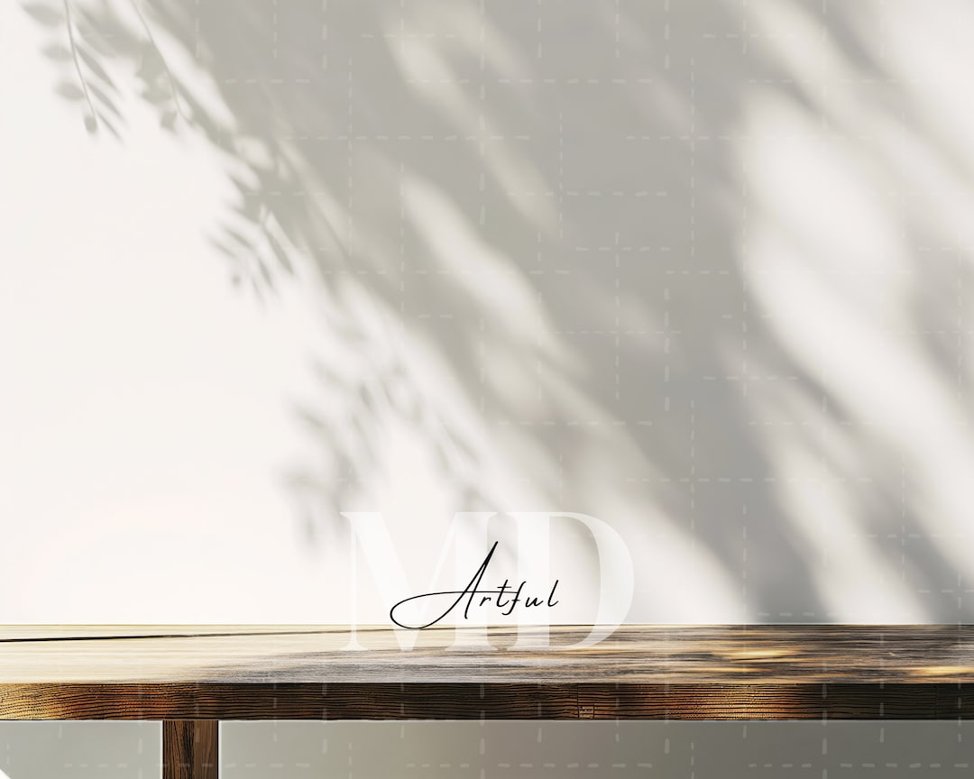 Table Mockup, Blank Wall Mockup, Table for Products Display, Shadow on ...