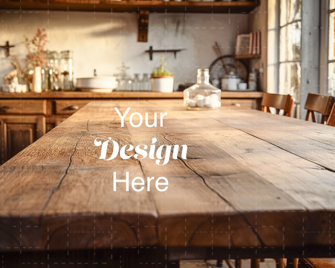 Rustic Farmhouse Table Mockup, Farmhouse Kitchen Interior Mockup, for ...