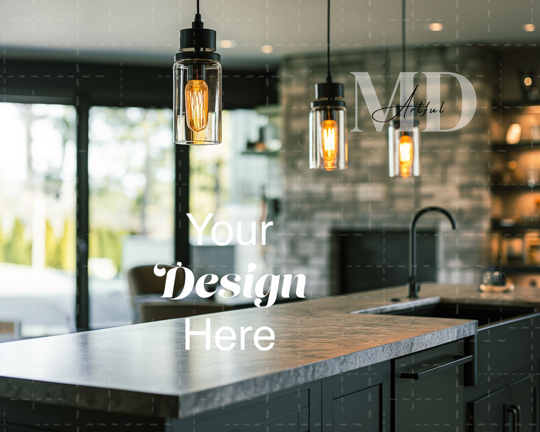 Kitchen Countertop Mockup, Industrial Lounge Bar Interior Mockup ...