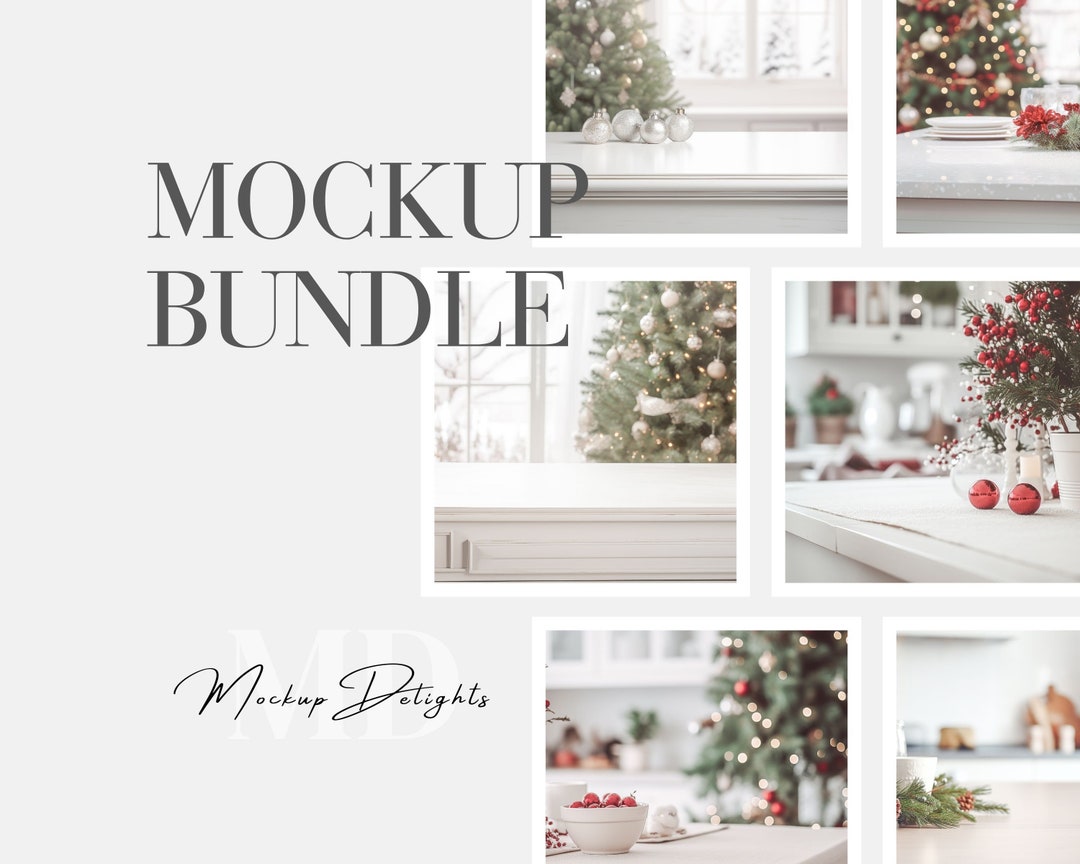 Christmas Background Mockup Bundle, Festive Decoration, Christmas ...