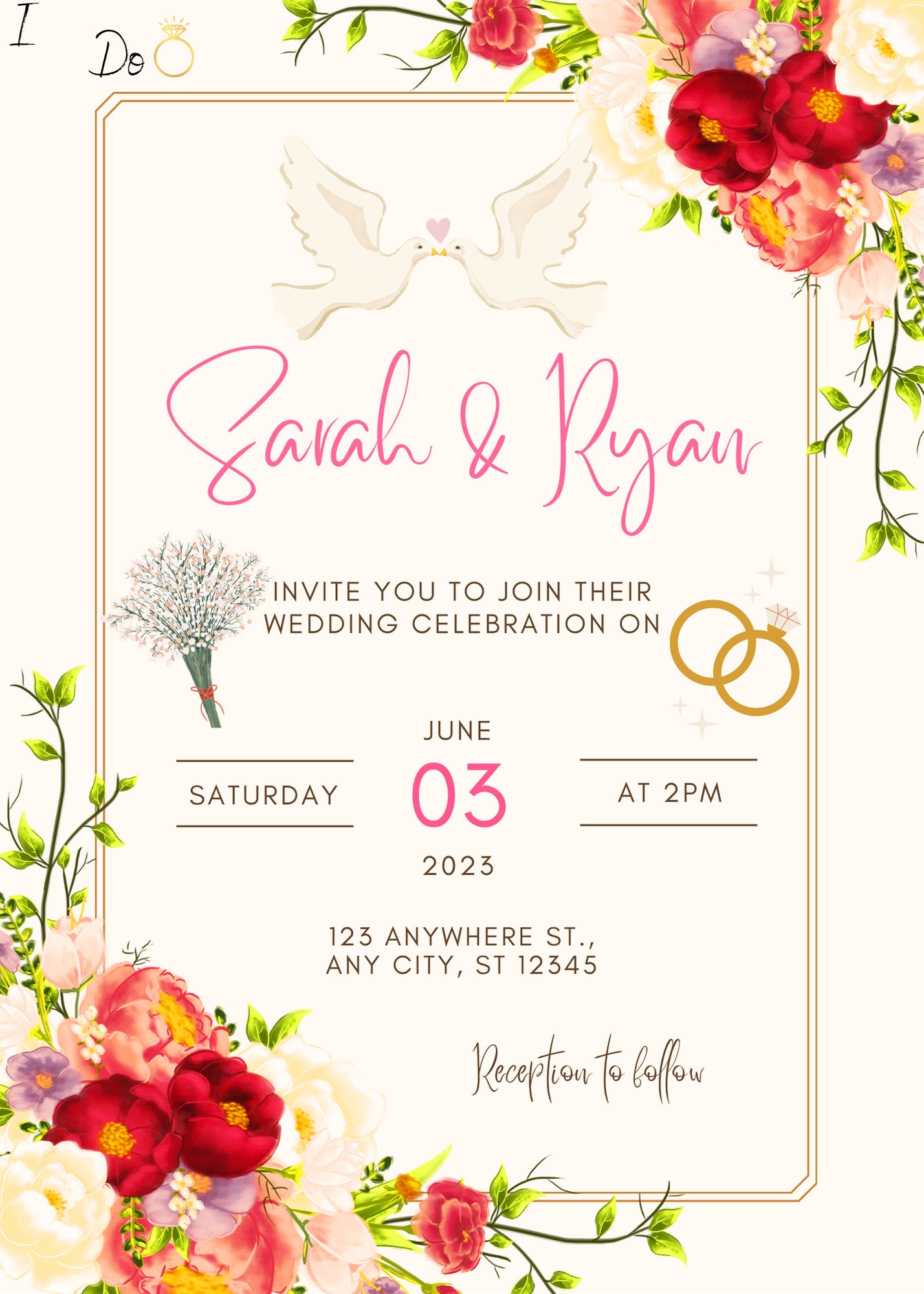 SMS Customizable Digital Wedding Invitation Template for Wedding ...