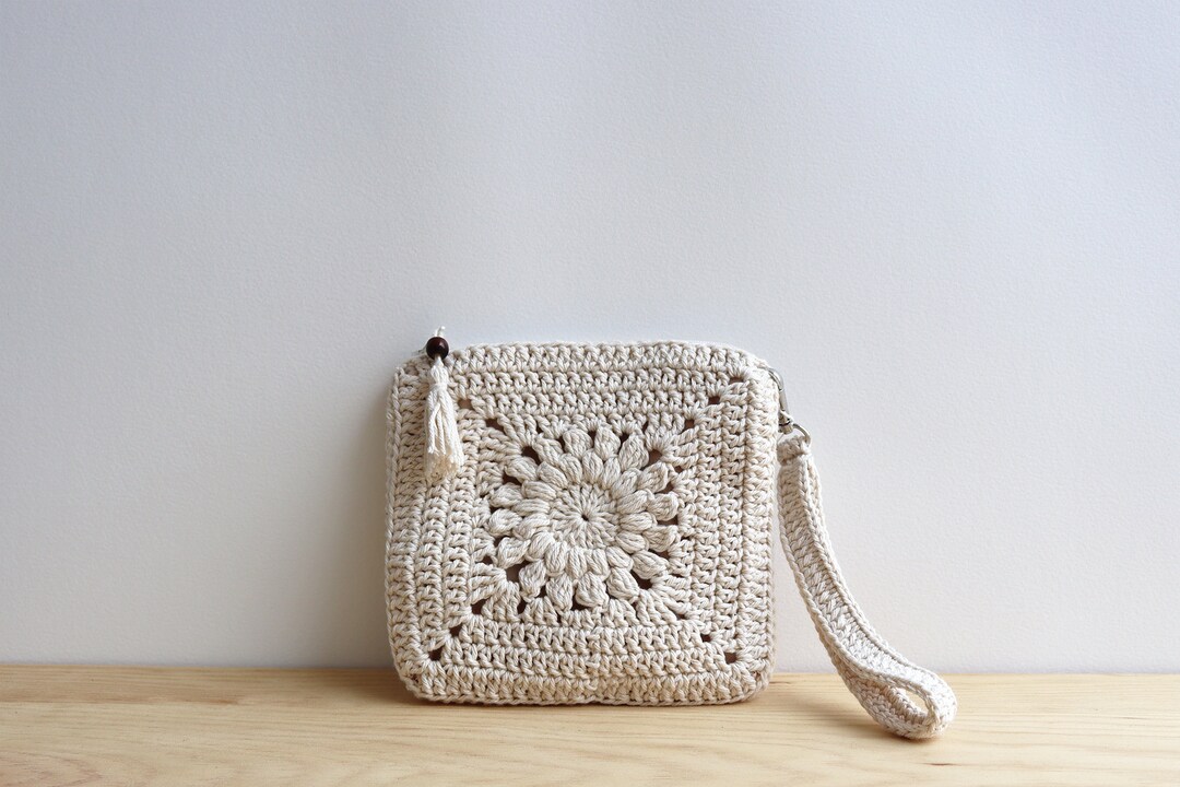Square Handcrafted Bag by Morlö, Classic Granny Square Design in Cotton ...