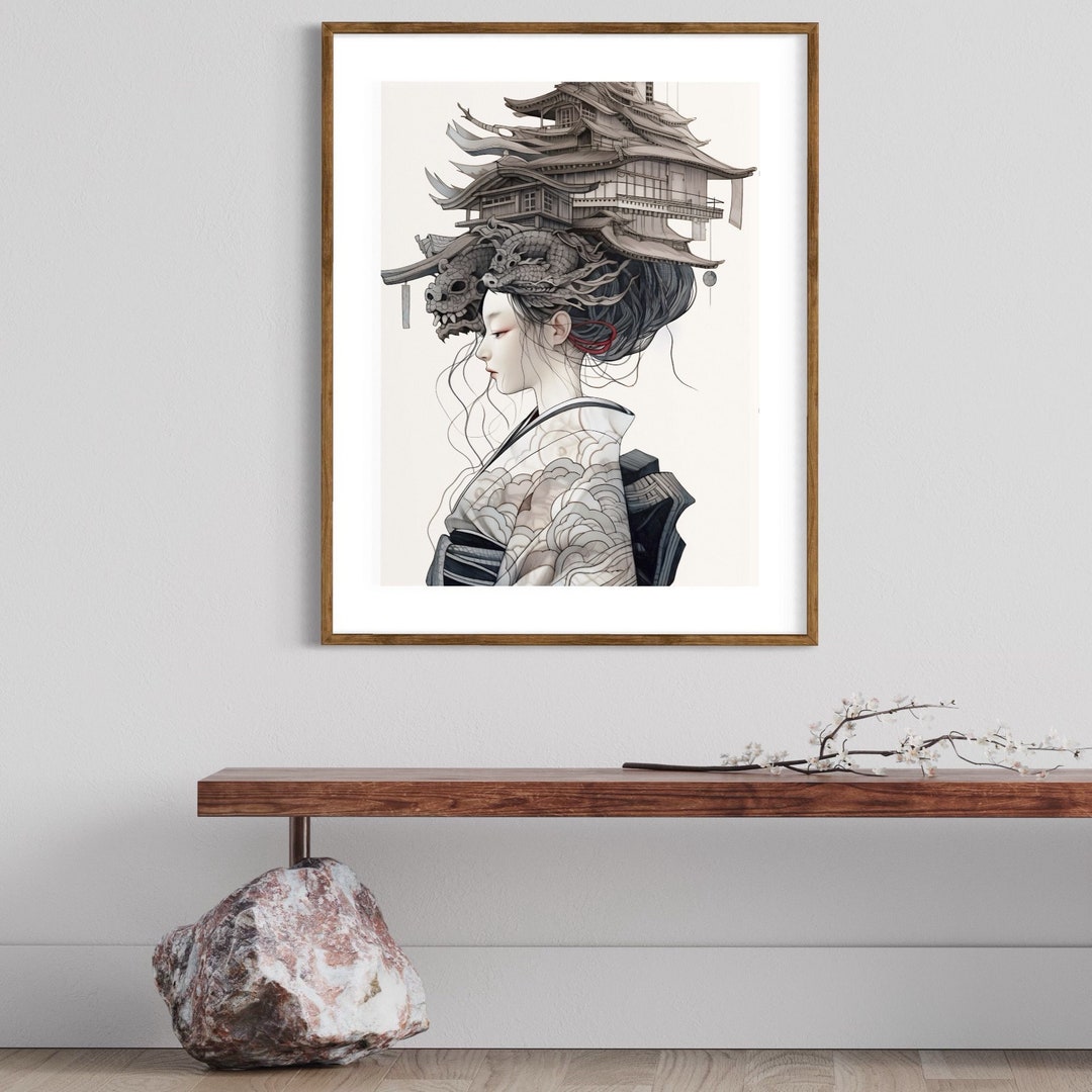 Geisha Prints Japanese Minimalistic Art Instant Digital Wall Art ...