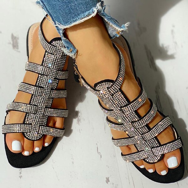Rhinestone Sandals - Etsy