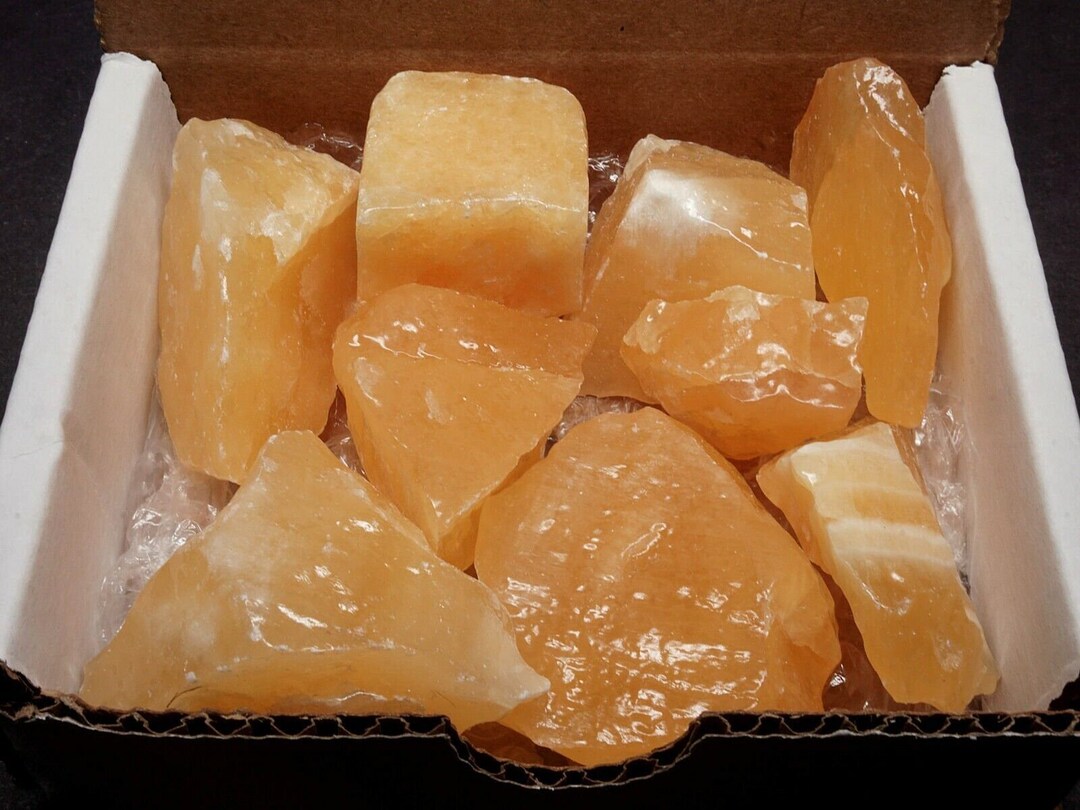 Orange Calcite Box 1/2 Lb Natural Orange Crystal Chunks Raw Mineral ...