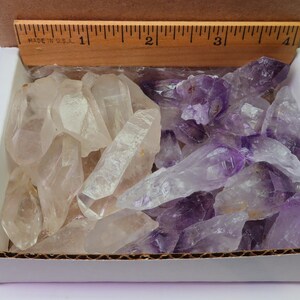Crystal Points Collection 1/2 LB Amethyst Clear Quartz Points Specimens ...
