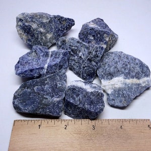 Sodalite 7 Piece Gemstones Natural Blue & White Crystal Mineral ...