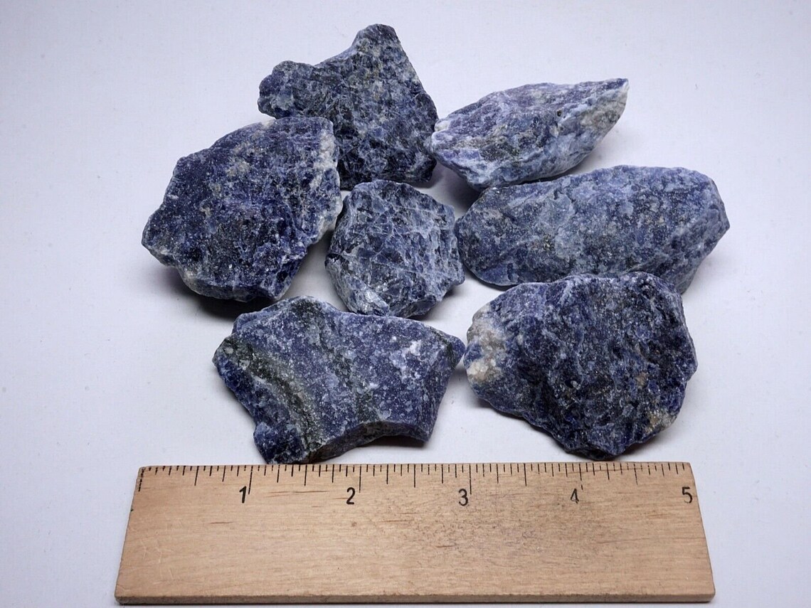 Sodalite 7 Piece Gemstones Natural Blue & White Crystal Mineral ...