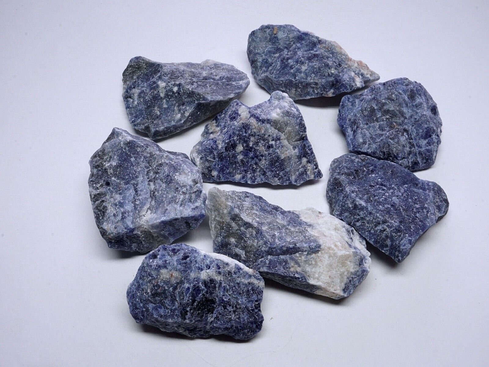 Sodalite 7 Piece Gemstones Natural Blue & White Crystal Mineral ...